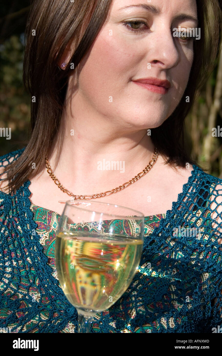Beautiful Irish woman in evening dress and drinking white wine Stock ...