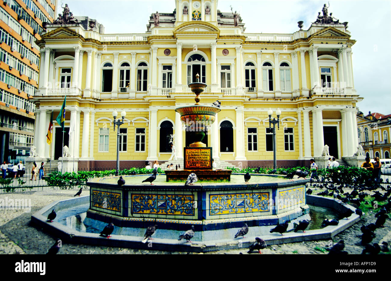 Porto Alegre city centre, Brazil. The Prefitura. The town hall mayor's ...