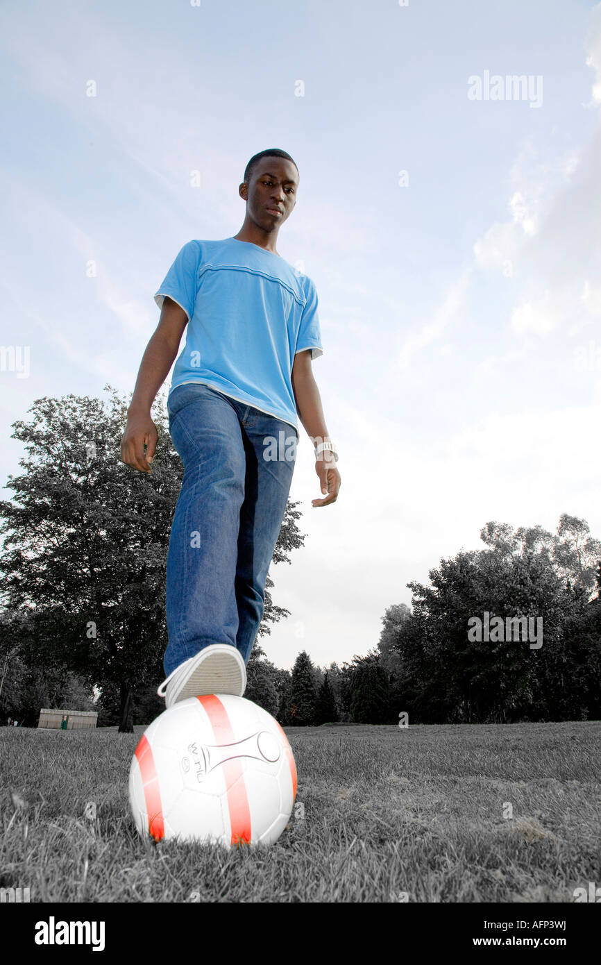 Young black footballer hi-res stock photography and images - Alamy