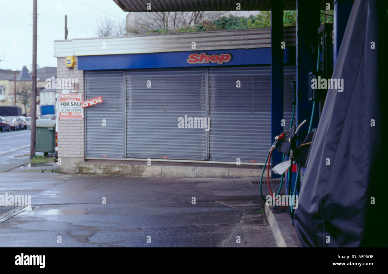 Closed down filling station, Anglesey, North Wales, UK Stock Photo - Alamy
