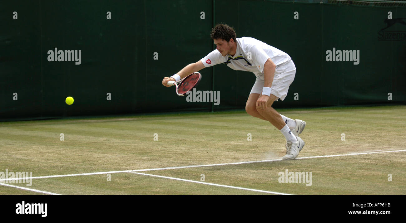 Joshua Goodall stretches but fails to return Stock Photo - Alamy
