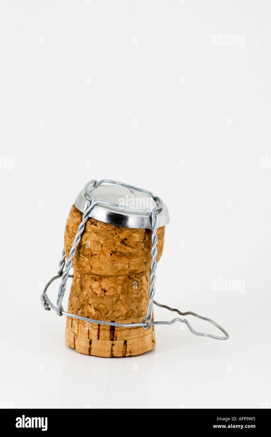 A Champagne cork and wire isolated against a white background Stock ...