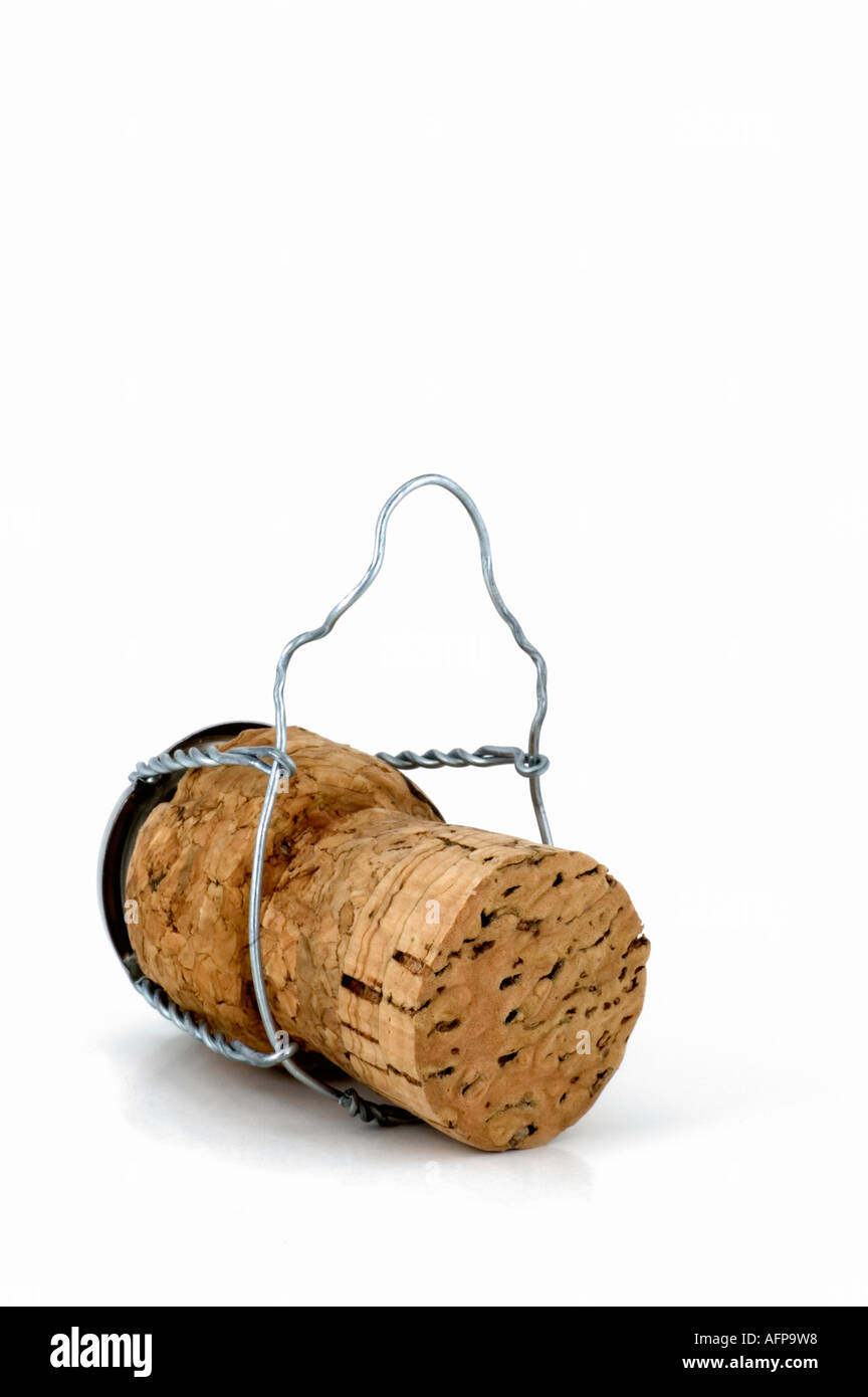 A Champagne cork and wire isolated against a white background Stock ...