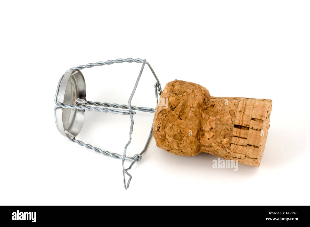 A Champagne cork and wire isolated against a white background Stock ...