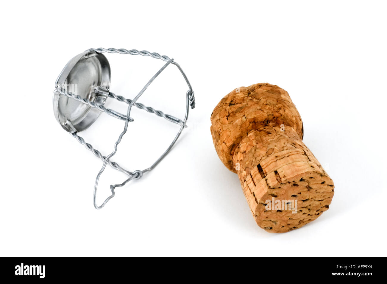 A Champagne cork and wire isolated against a white background Stock ...