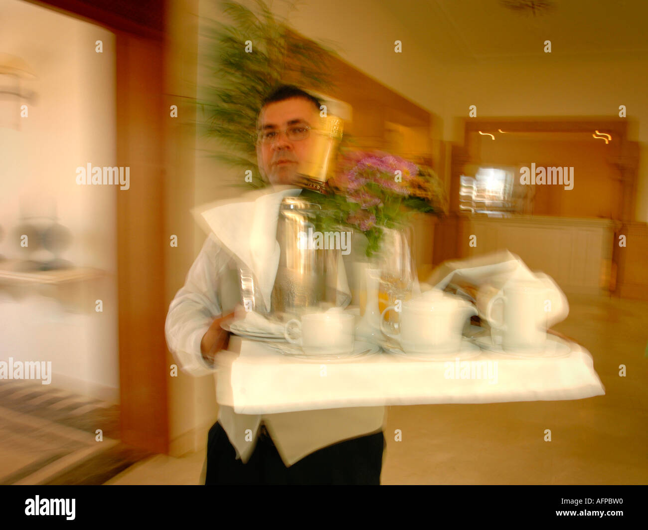 Waiter tray room service hi-res stock photography and images - Alamy