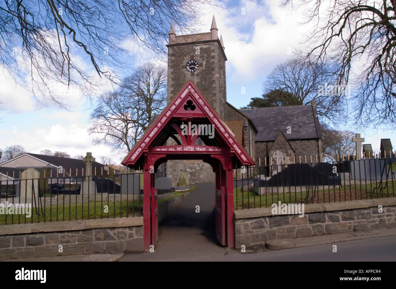 St Patricks church with fancy gate Broughshane Northern Ireland Stock ...