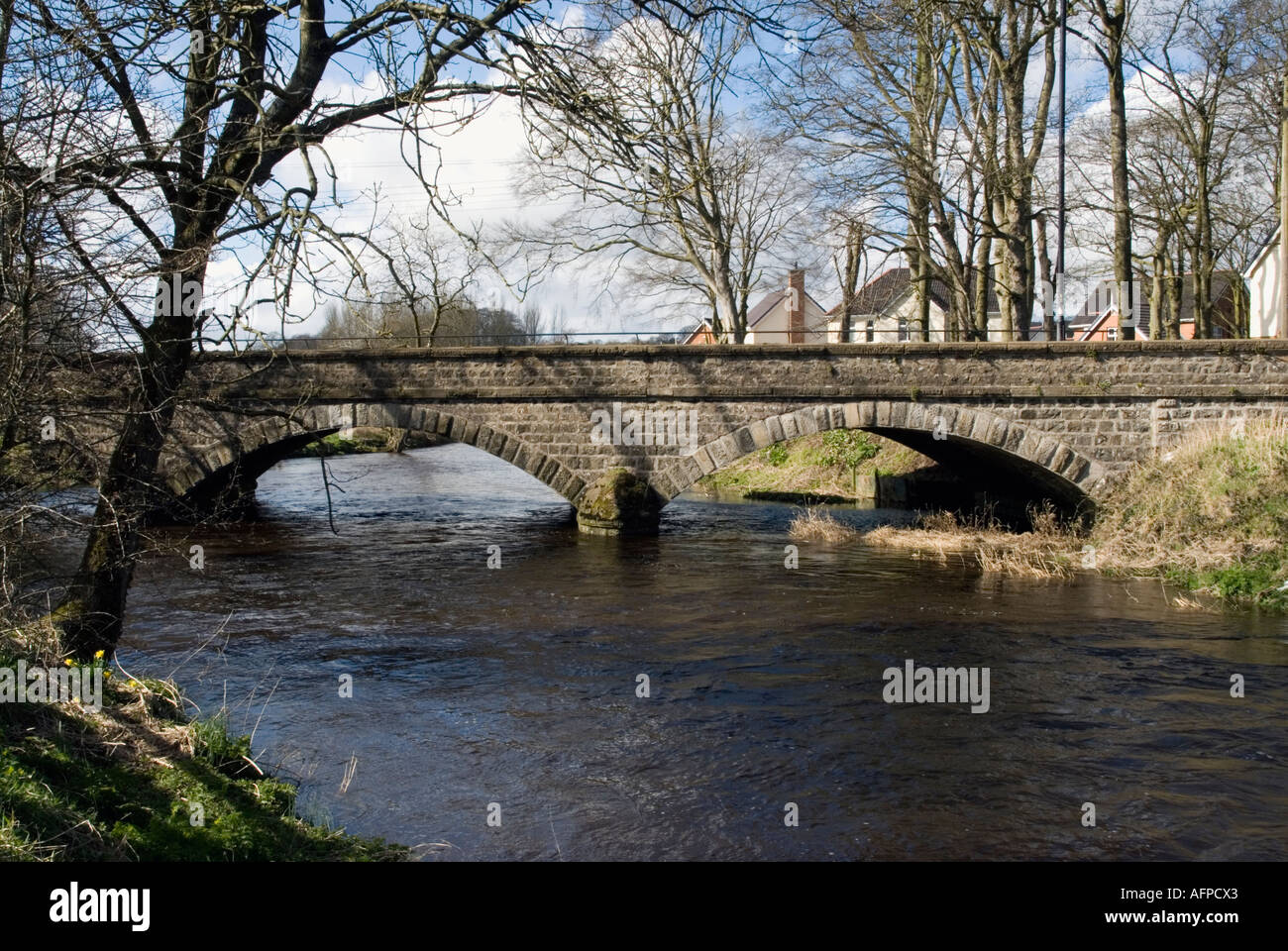 Stone bridge over the Braid river in Broughshane Northern Ireland Stock ...