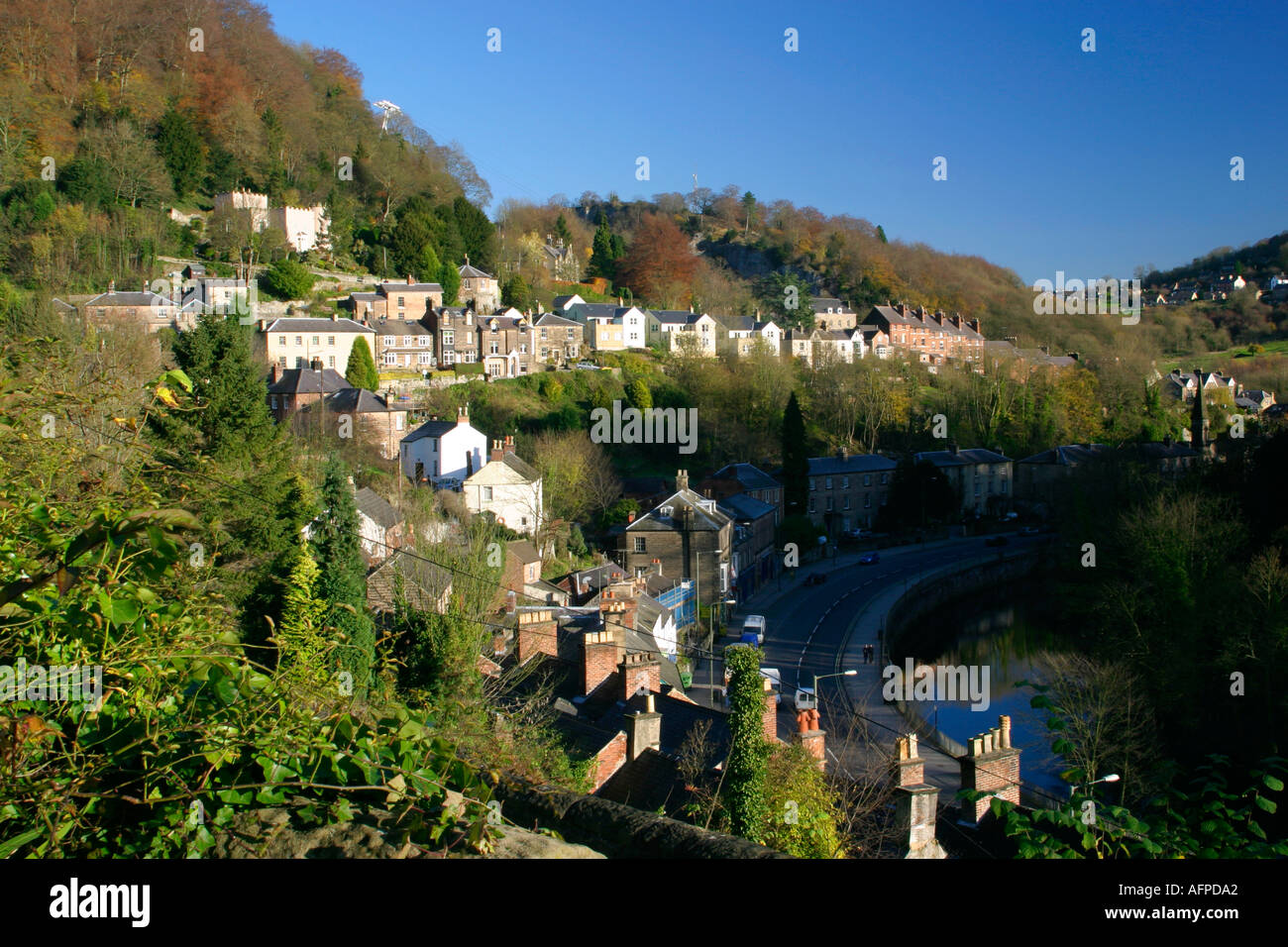 View over the village of Matlock Bath in the Derbyshire Peak District ...