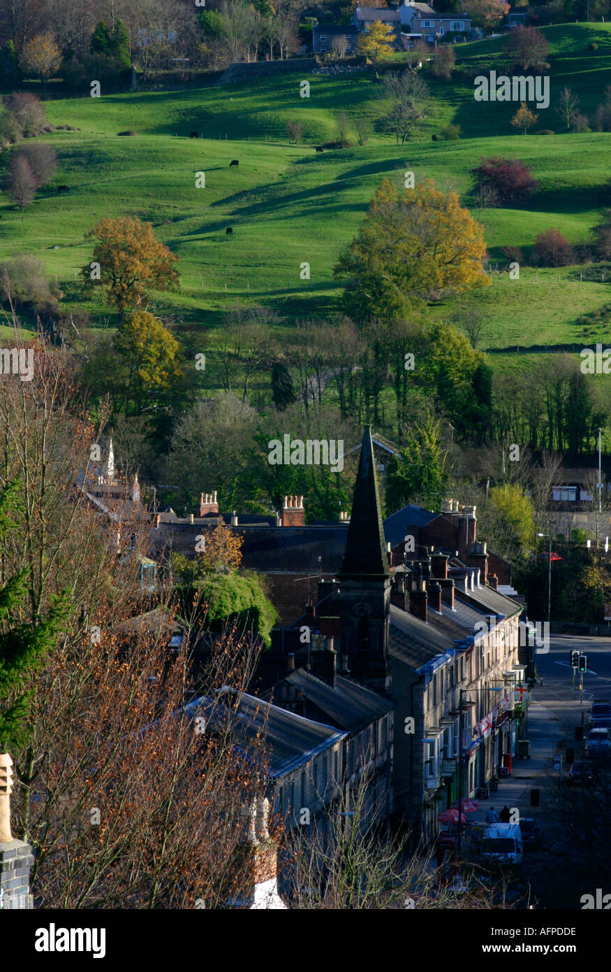 View over the village of Matlock Bath in the Derbyshire Peak District ...