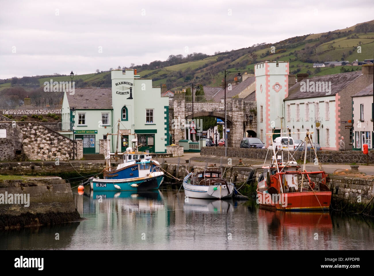 Carnlough Harbour Co Antrim Northern Ireland with hotel buildings etc ...