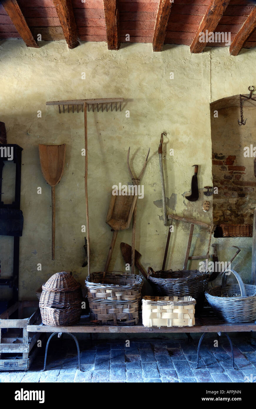A collection of old fashioned agricultural tools Stock Photo - Alamy