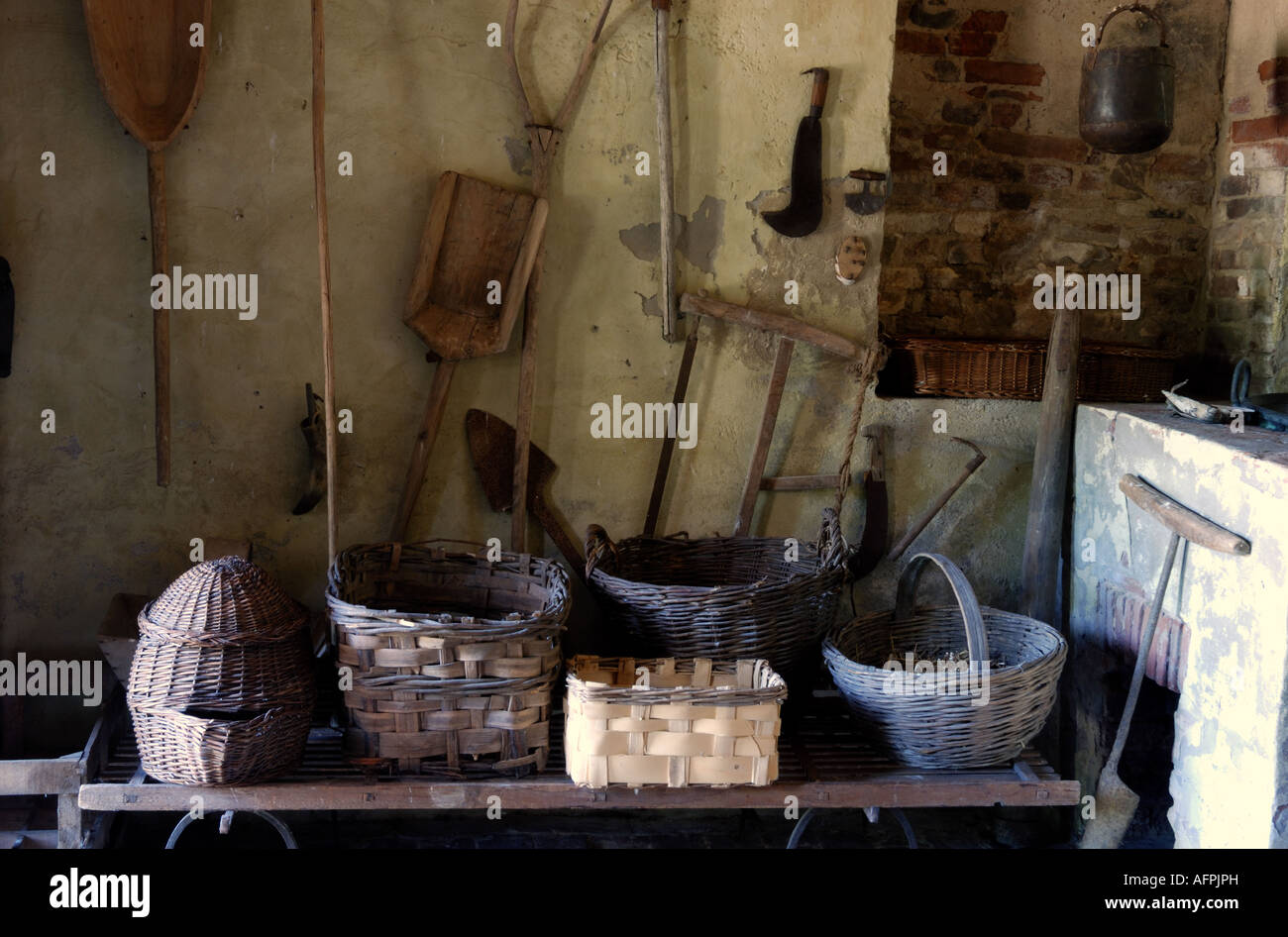 A collection of old fashioned agricultural tools Stock Photo - Alamy