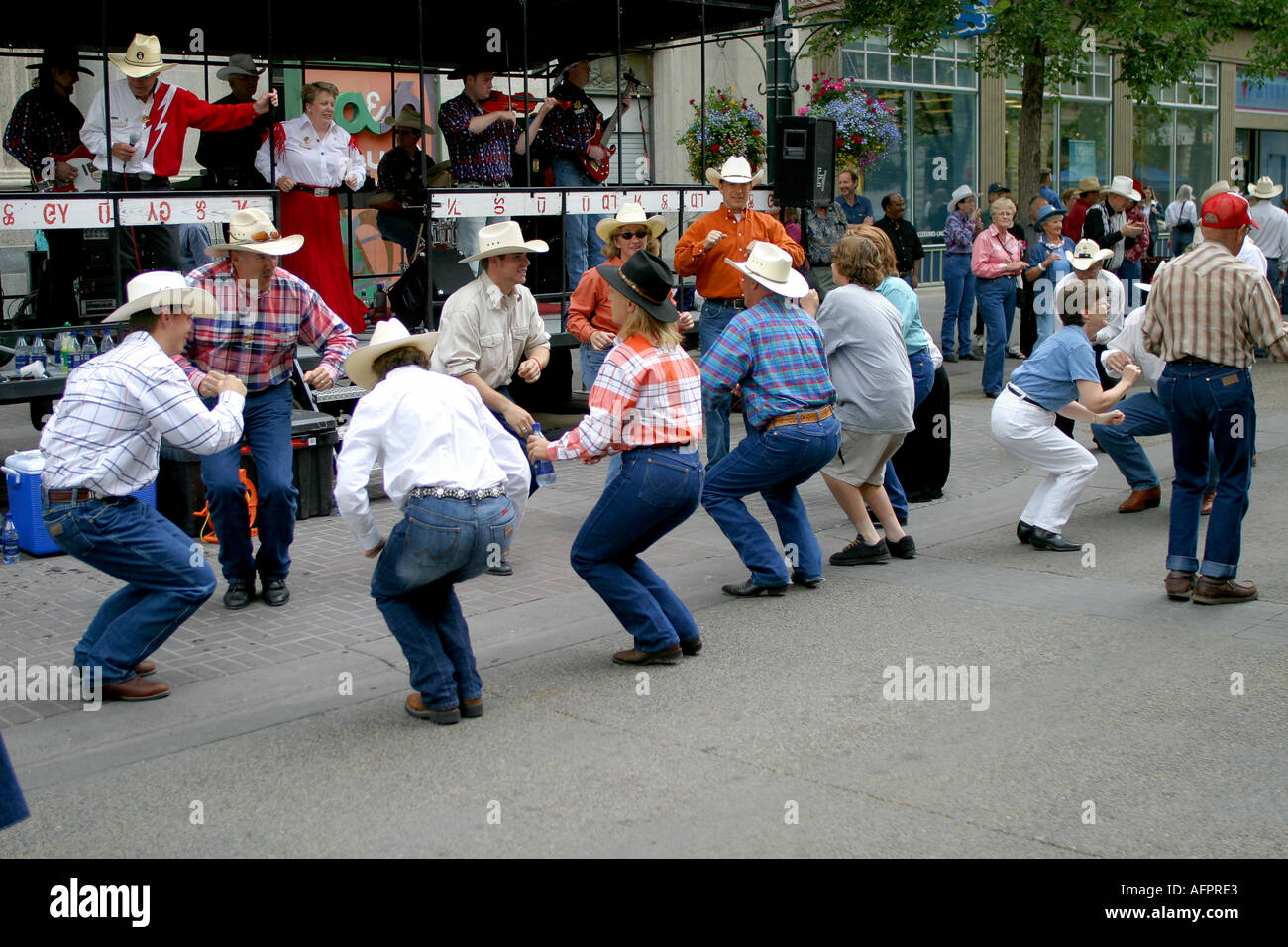 Square dancing in the streets at the Calgary Stampede, Calgary, Alberta ...