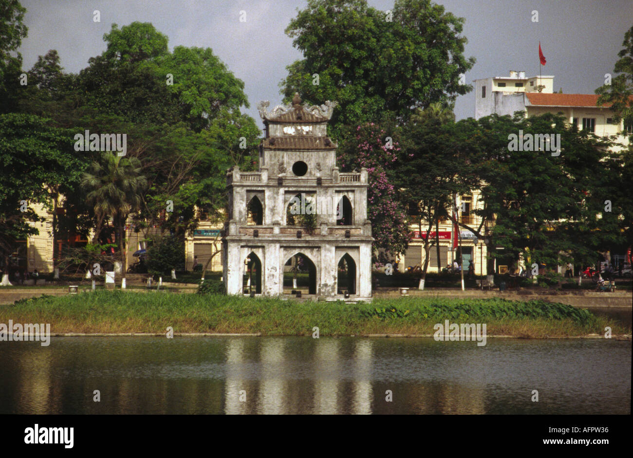 Tortoise Pagoda in Hoan Kiem Lake in Hanoi Vietnam Stock Photo - Alamy