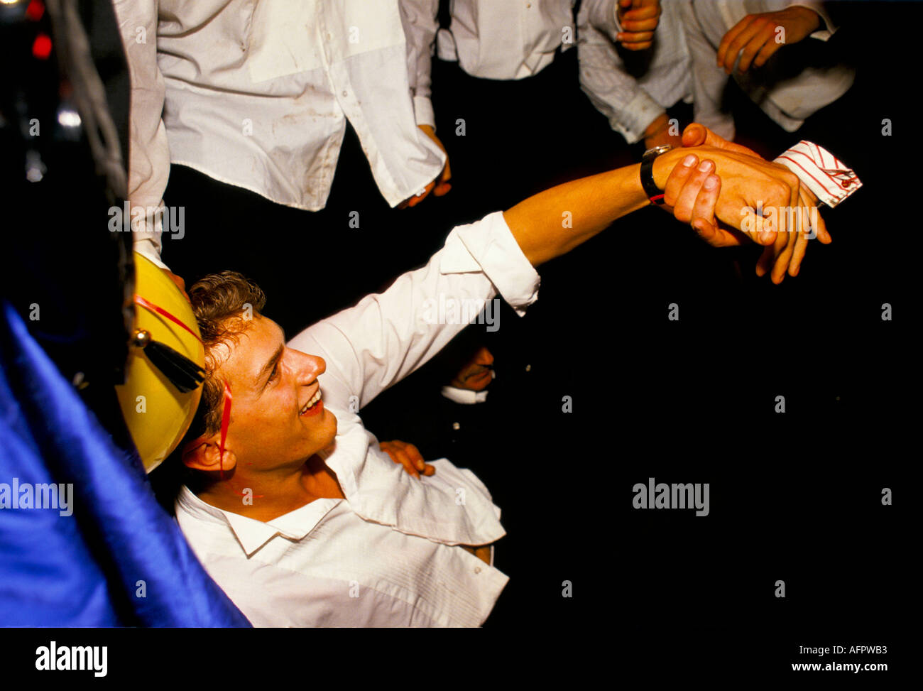 Drunk students end of year May Ball 1990s UK. Student drunk has fallen ...