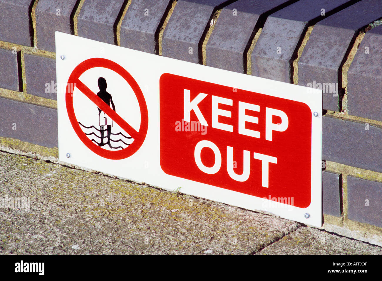 Keep Out Sign beside Water Stock Photo - Alamy