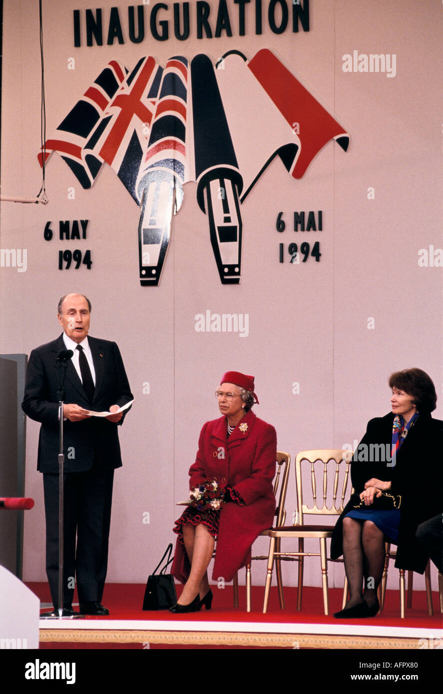 President Mitterrand of France, Queen Elizabeth II 2nd at The Channel ...