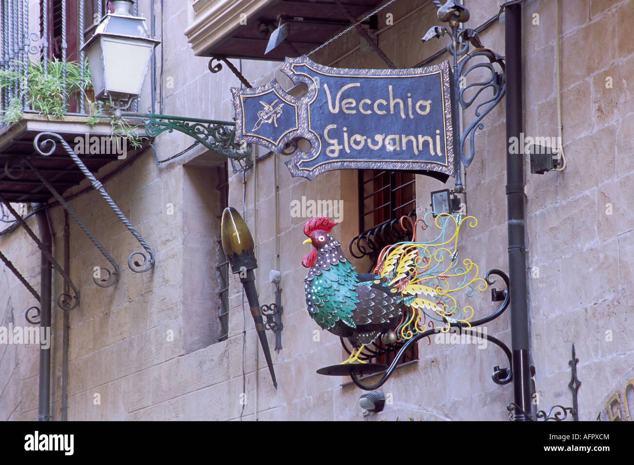 Cockerel Sign For Vecchio Giovanni a Well Known Restaurant in the Old ...