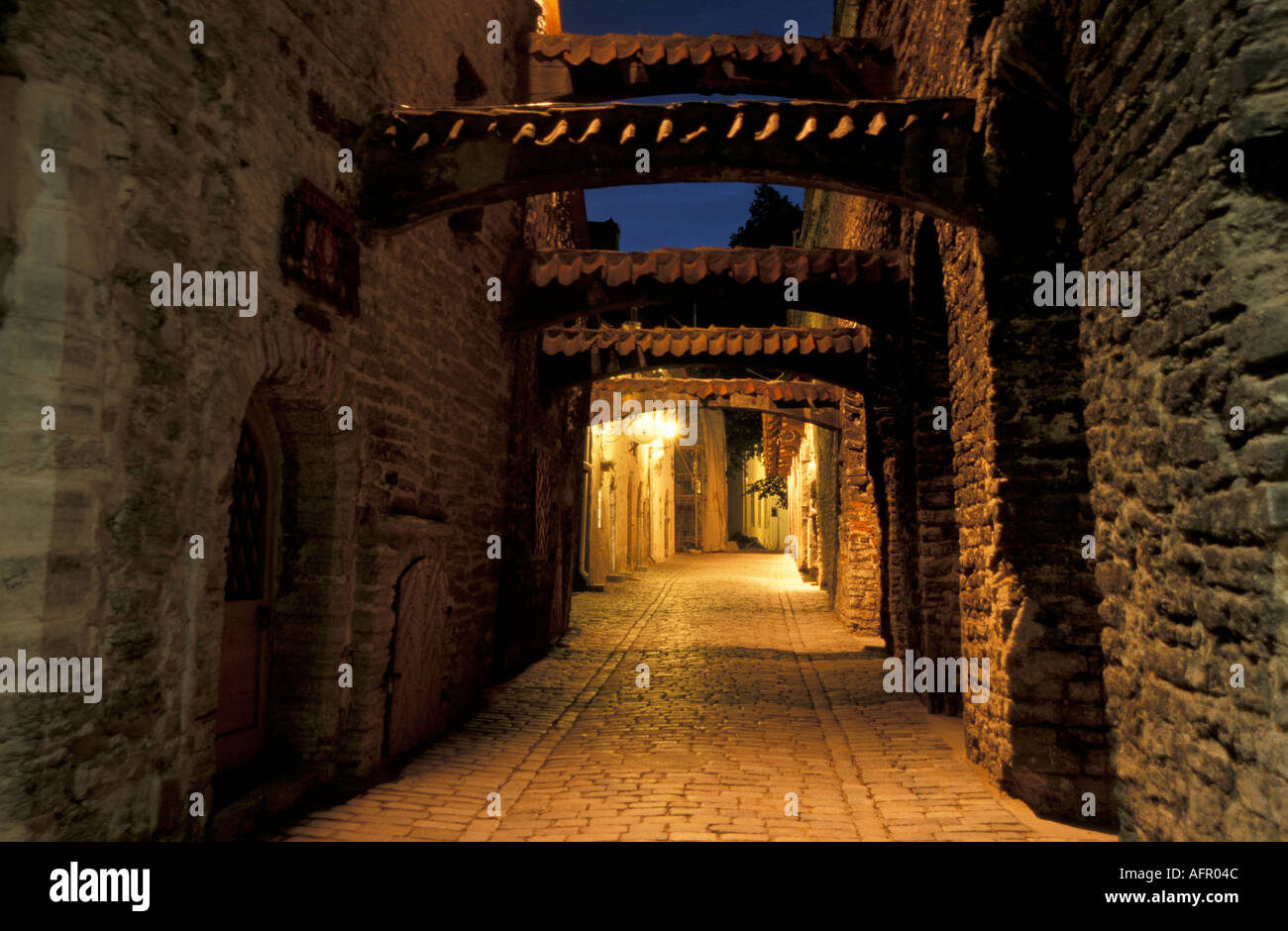 Tallinn, street at night Stock Photo - Alamy
