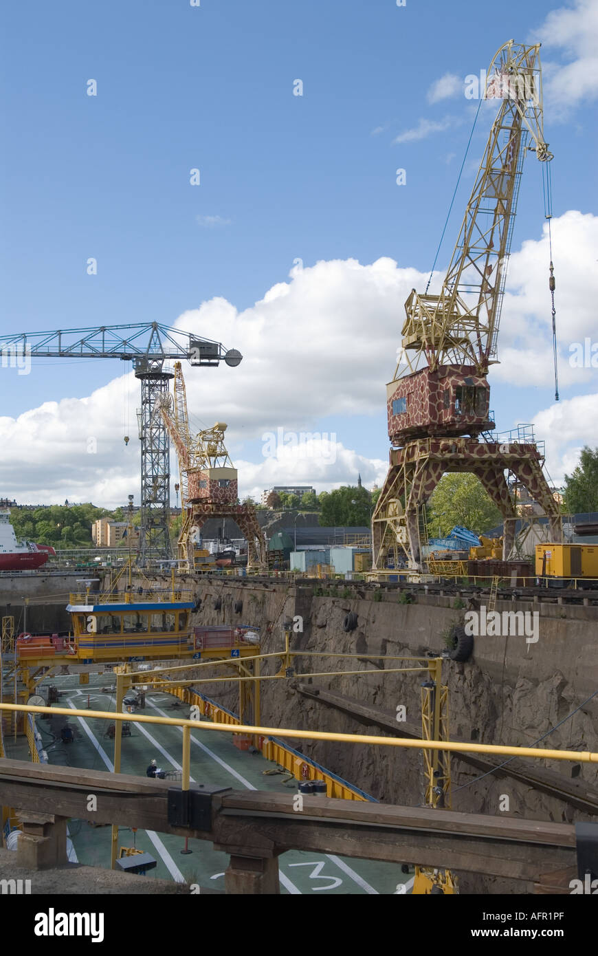 Dry dock with cranes in Stockholm Stock Photo - Alamy