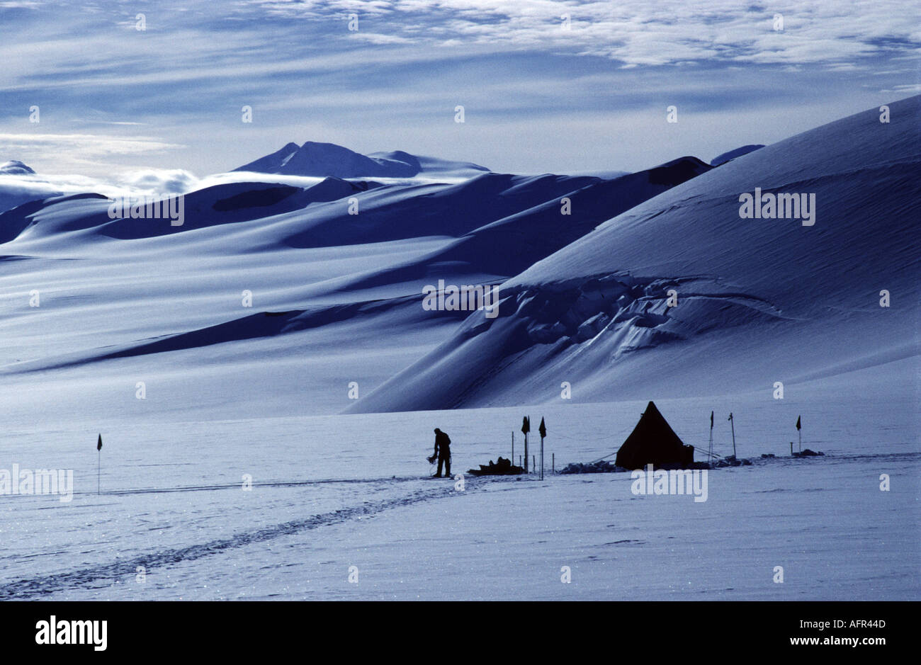 Alpine camp high on Jupiter Glacier on Alexander Island Antarctica ...