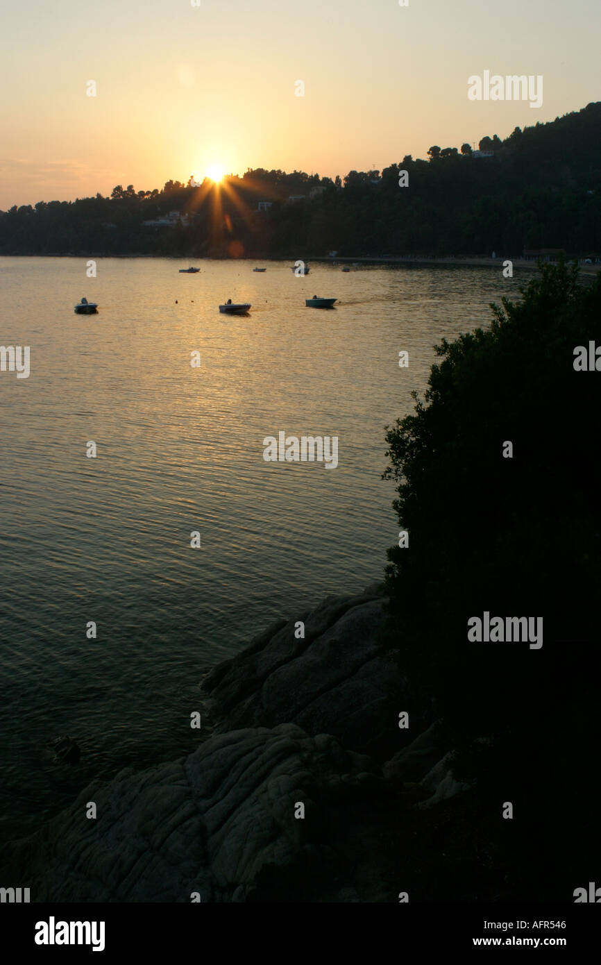 Sunset on Platanias Beach Skiathos Stock Photo - Alamy