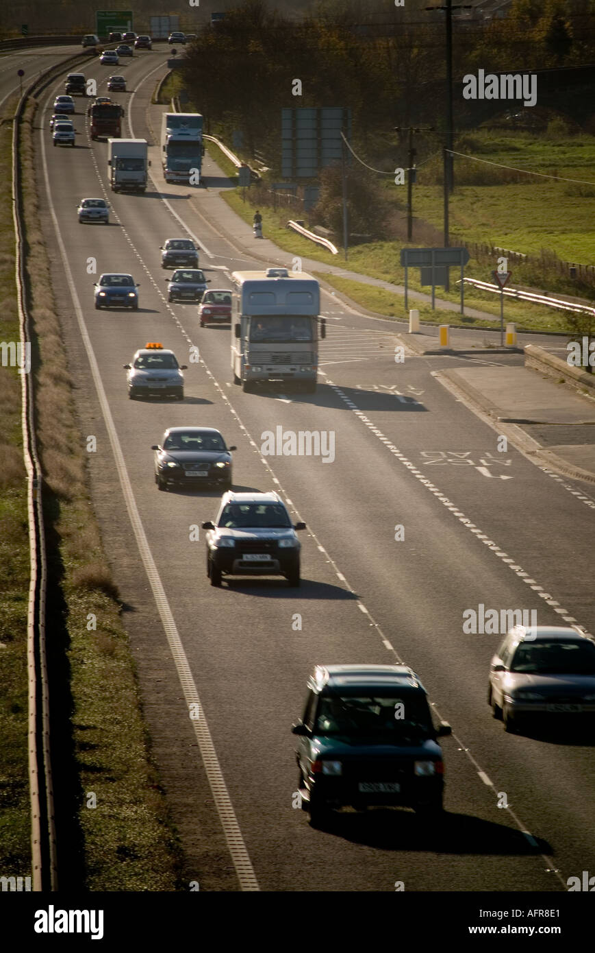 busy A road one 1 motorway traffic freeway travel long distance ...