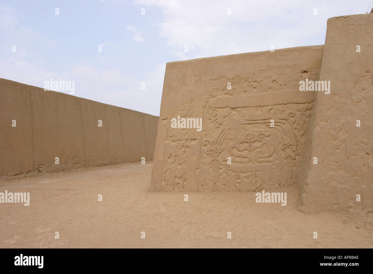 Ruins of the ancient pre incan ruins of the Chimu Civilization at Chan ...