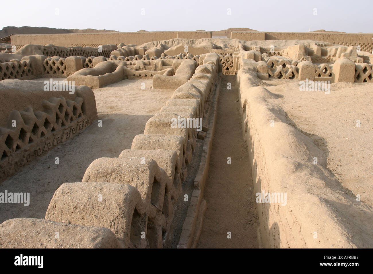 Ruins of the ancient pre incan ruins of the Chimu Civilization at Chan ...