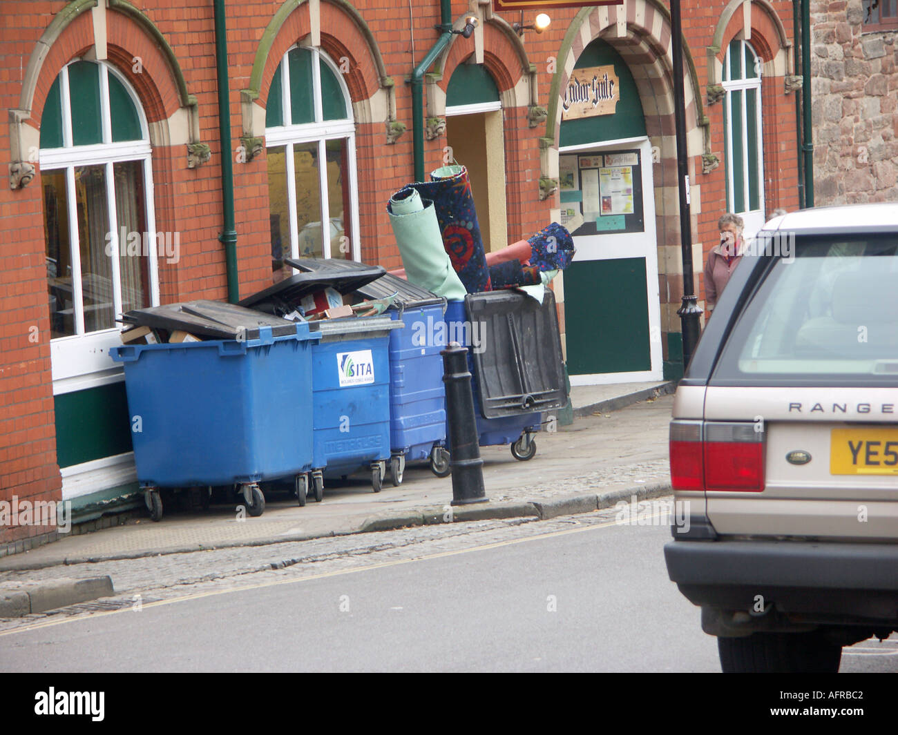 Commercial waste bins awaiting collection Stock Photo - Alamy