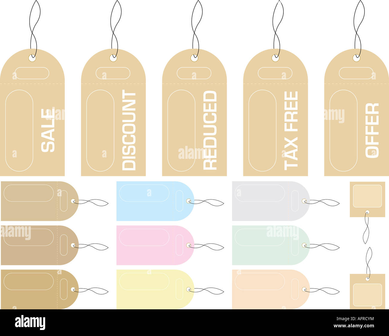 Illustration of a collection of shop ticket tags with space to add your ...