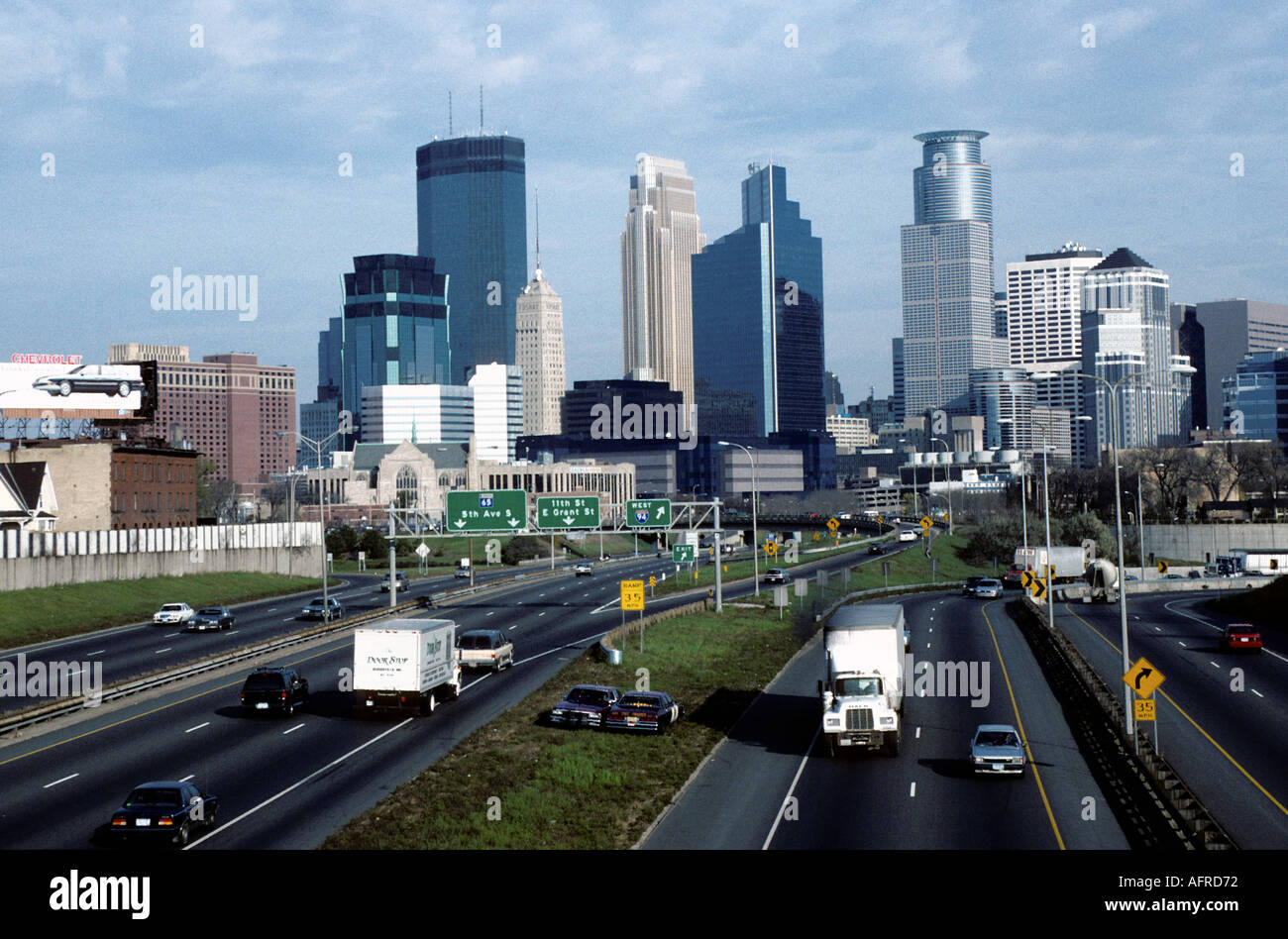 Minneapolis with freeway foreground Minnesota USA Stock Photo - Alamy