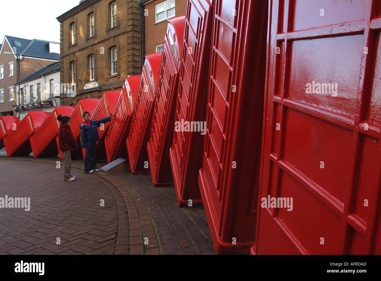 Out of Order by David Mach a sculpture utilising old telephone kiosks ...