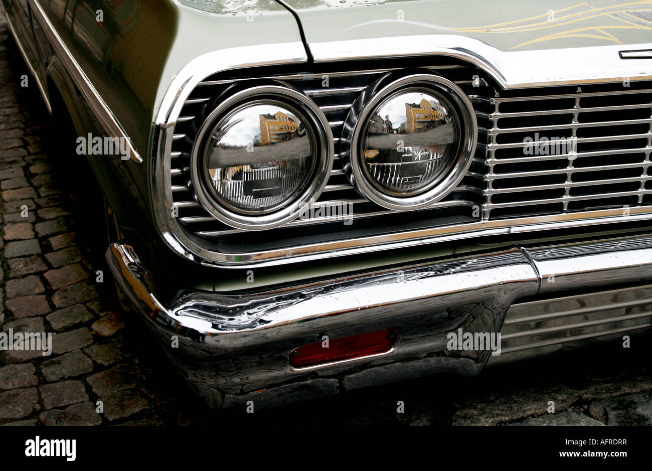 chrome front of a classic 50s car Stock Photo - Alamy