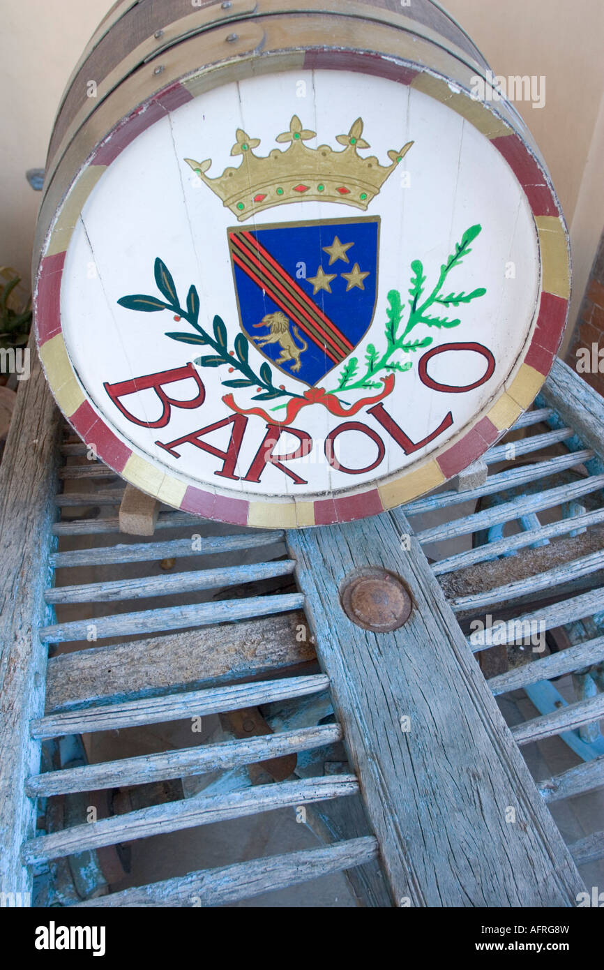 Barolo wine barrel, Piemonte, Italy Stock Photo - Alamy