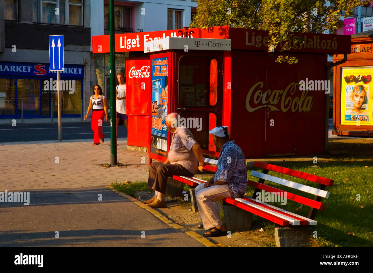 Curious men at Honved liget park in central Györ Hungary EU Stock Photo ...