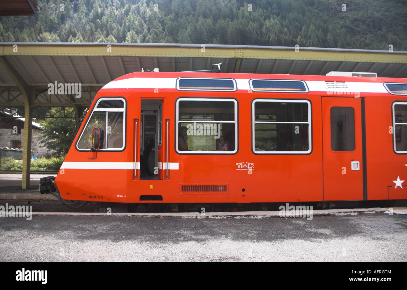 Mont Blanc express train in Chamonix station Stock Photo - Alamy