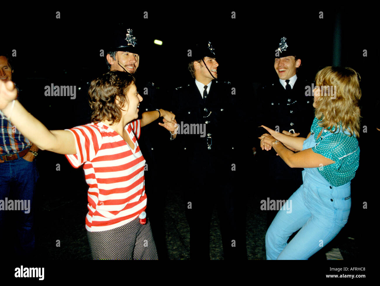 British police at Notting Hill carnival London. Policeman and ...
