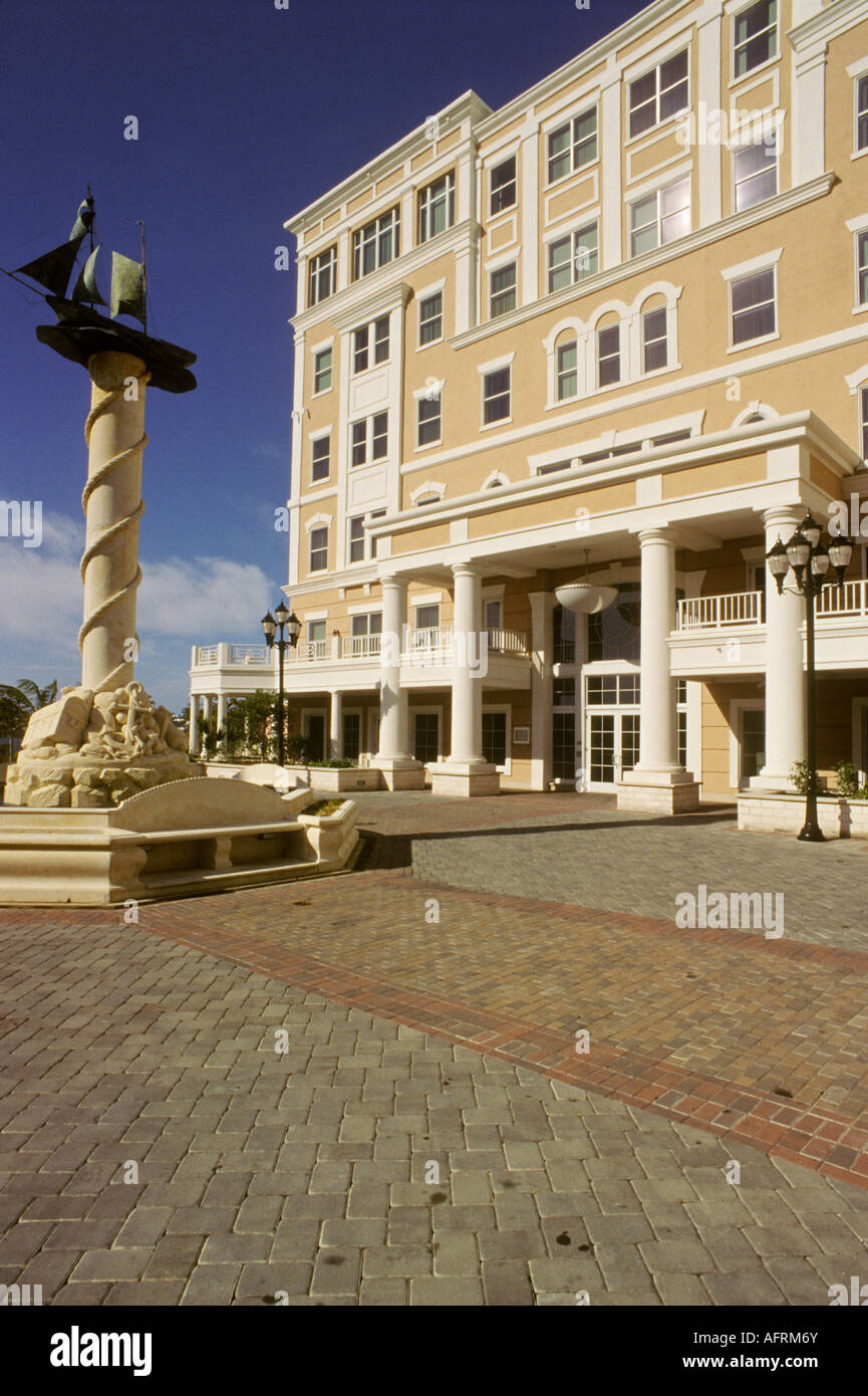 Hamilton Bermuda office building complex nautical fountain statue ...