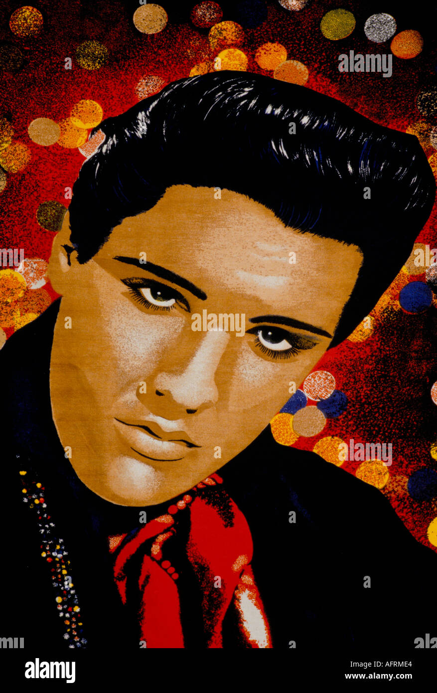 Elvis Presley portrait, memorabilia woven into a carpet London England ...