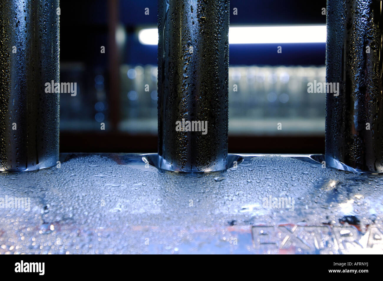 Condensation formed on a cold metal surface due to cold contents and ...