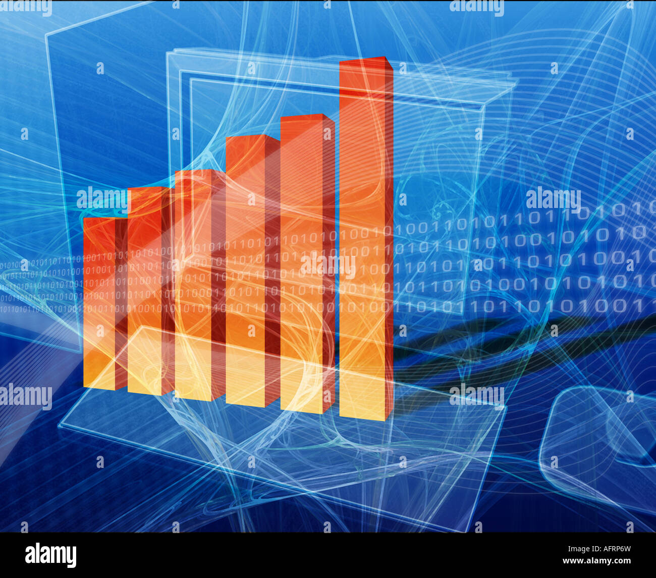 Financial computing desktop computer with bar chart Stock Photo - Alamy