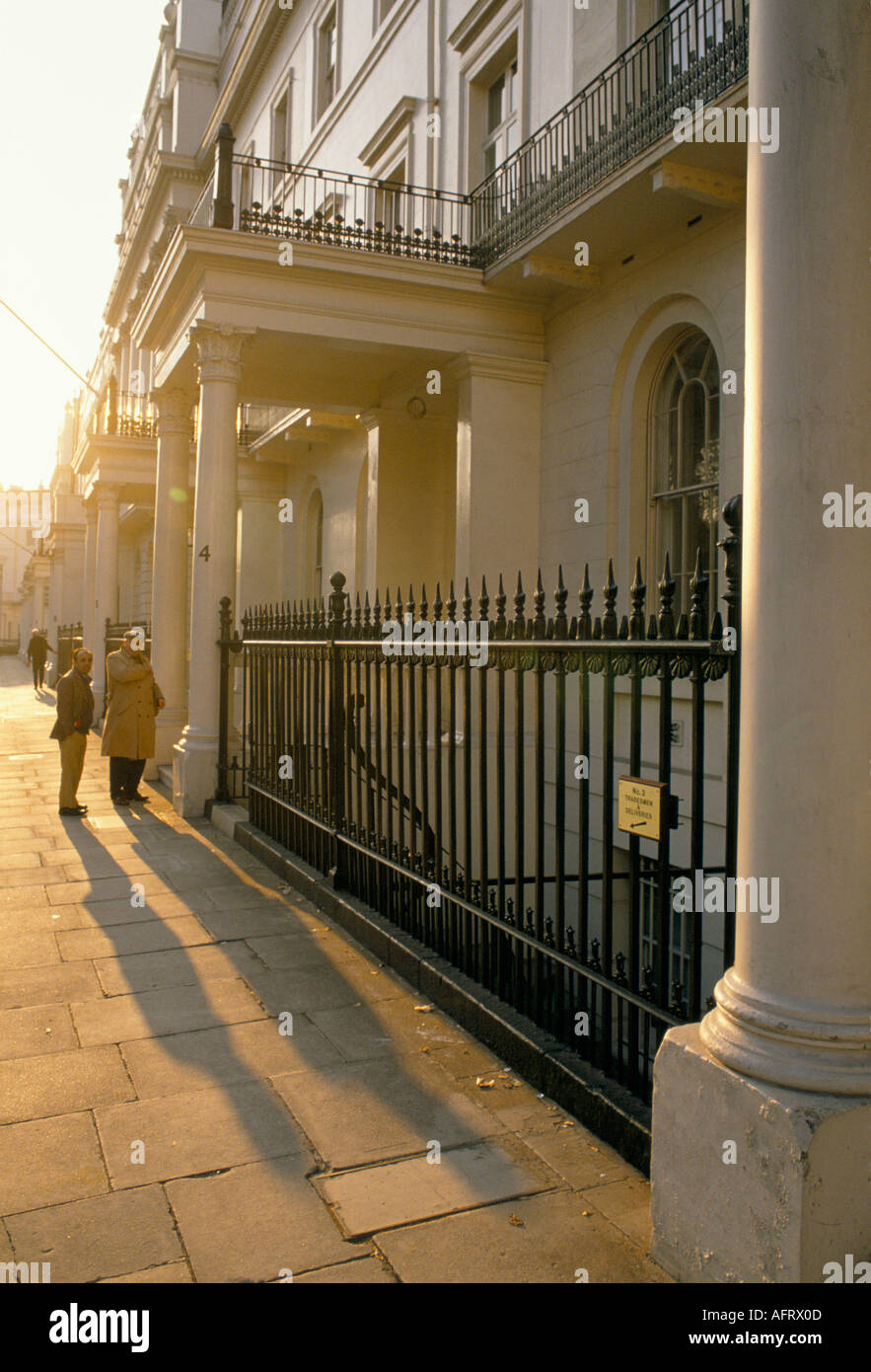 Belgrave Square, morning sunlight, Belgravia, London England circa 1995 ...