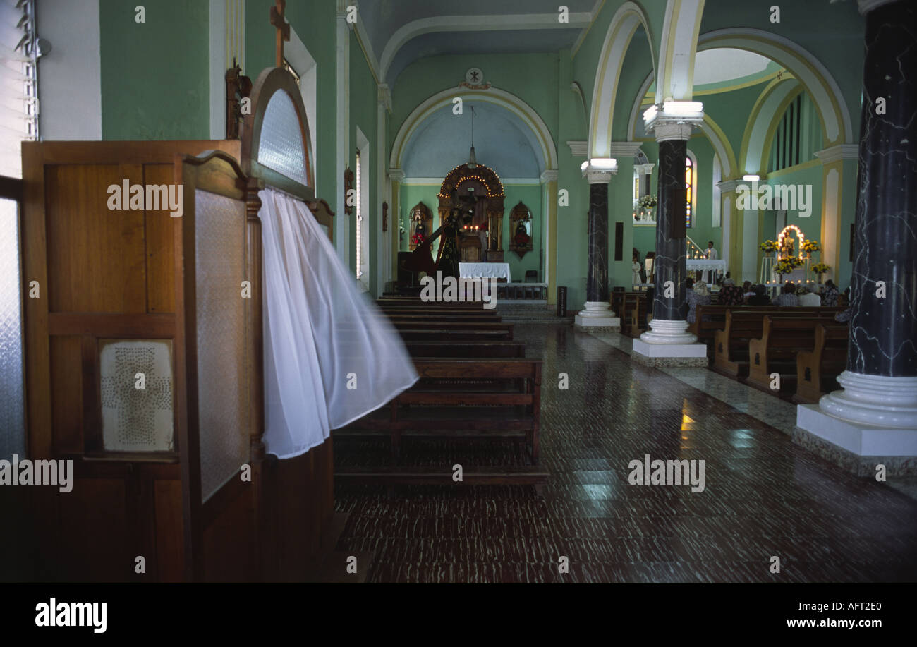 Interior of the catholic church of La Guadalupe in colonial Granada ...