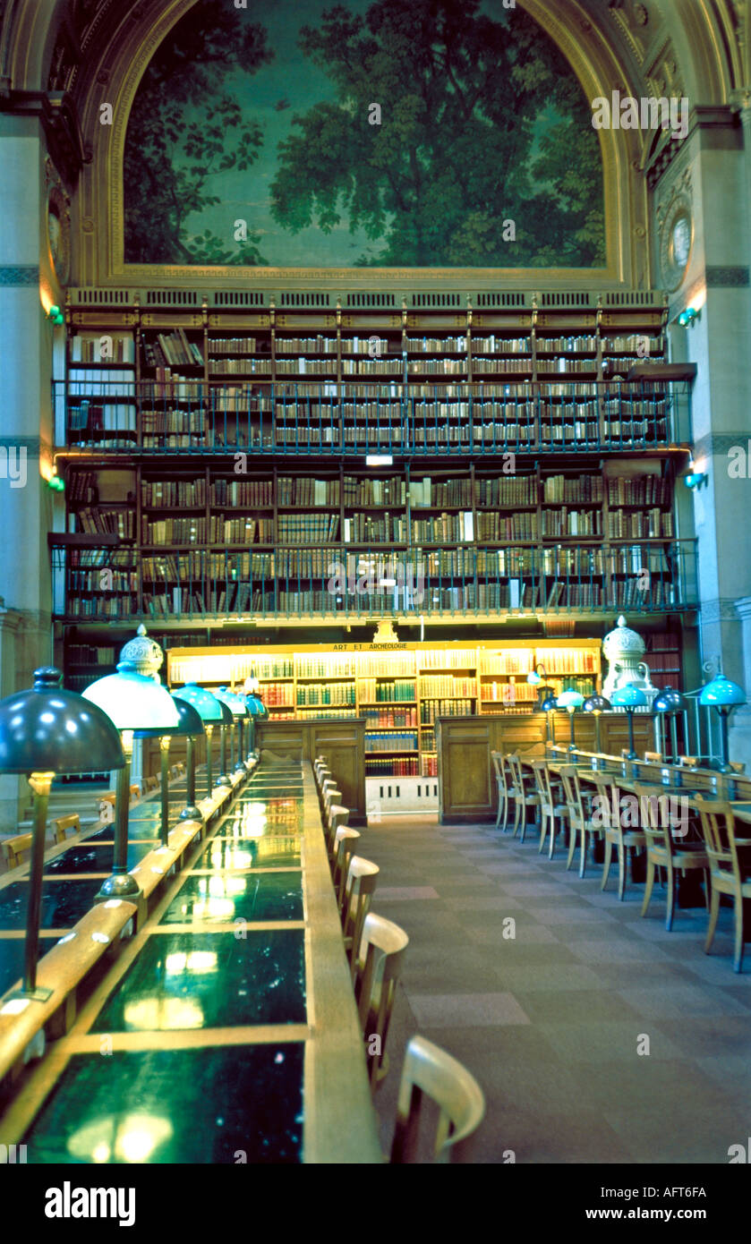 Paris France Main National Public Library Empty Reading Room, Interior ...