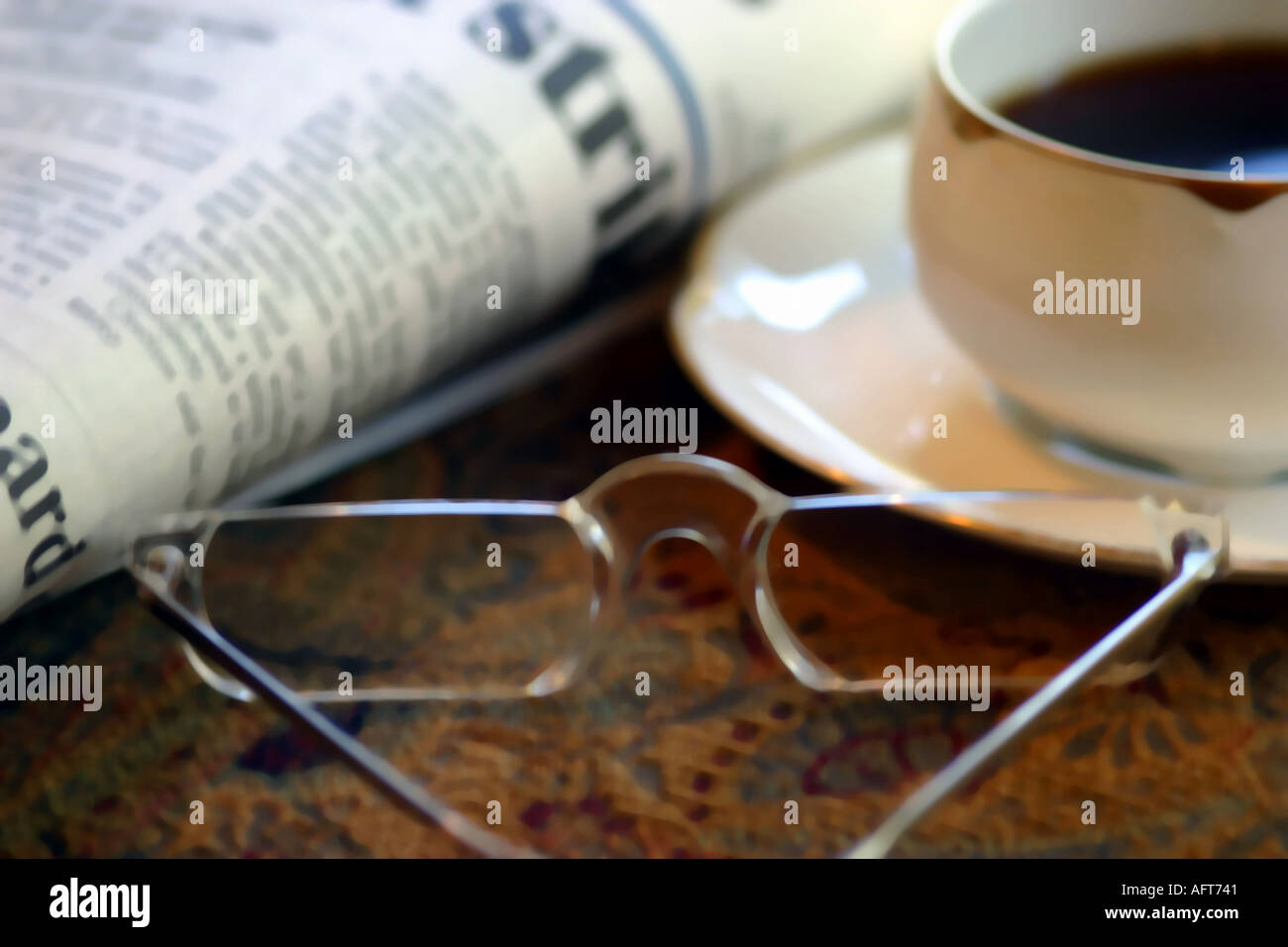 Still life with glass and newspaper hi-res stock photography and images ...