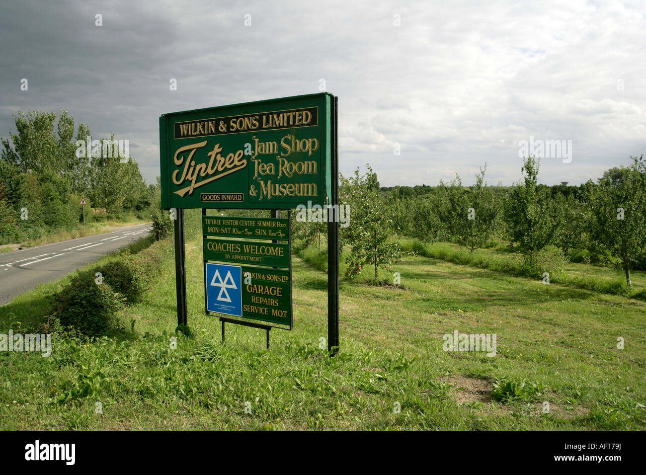 Sign outside Wilkins Sons Tiptree jam factory and orchards, Tiptree ...