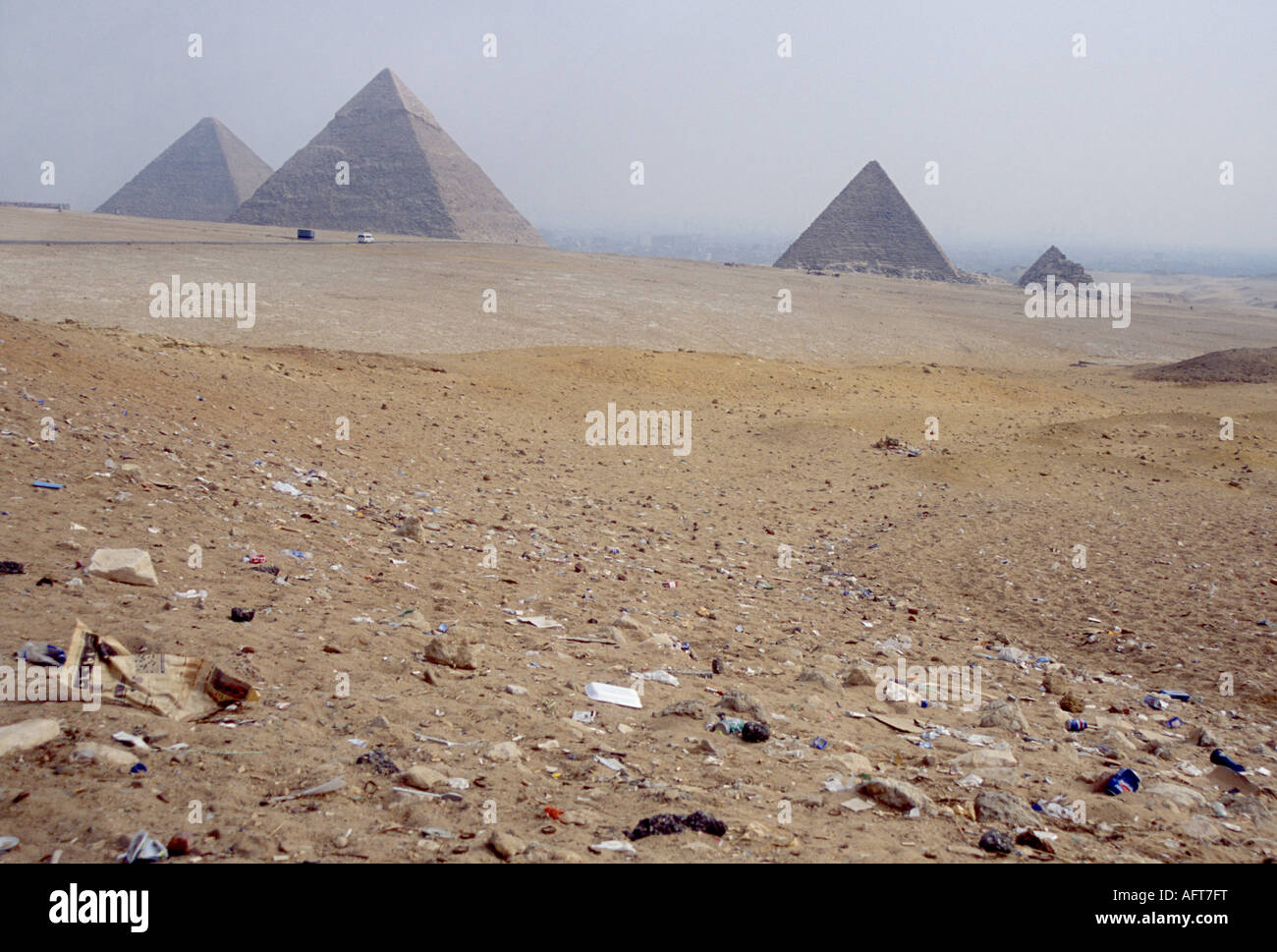 The Pyramids of Giza with Litter Stock Photo - Alamy
