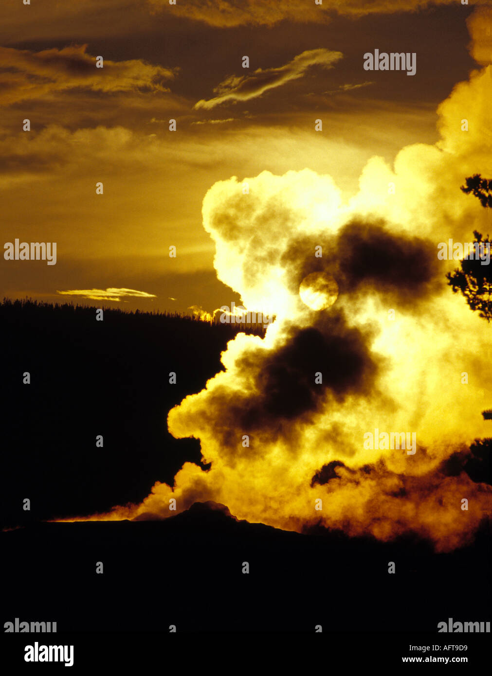 Old faithful eruption sunset hi-res stock photography and images - Alamy